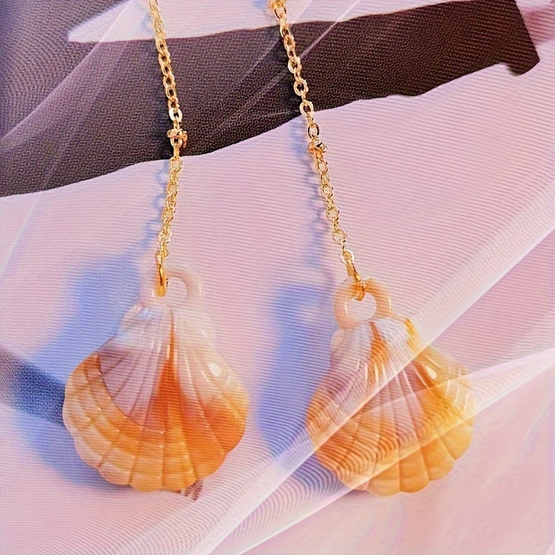 Acrylic Simulation Conch Shell Pendant Earrings - Temu Ireland