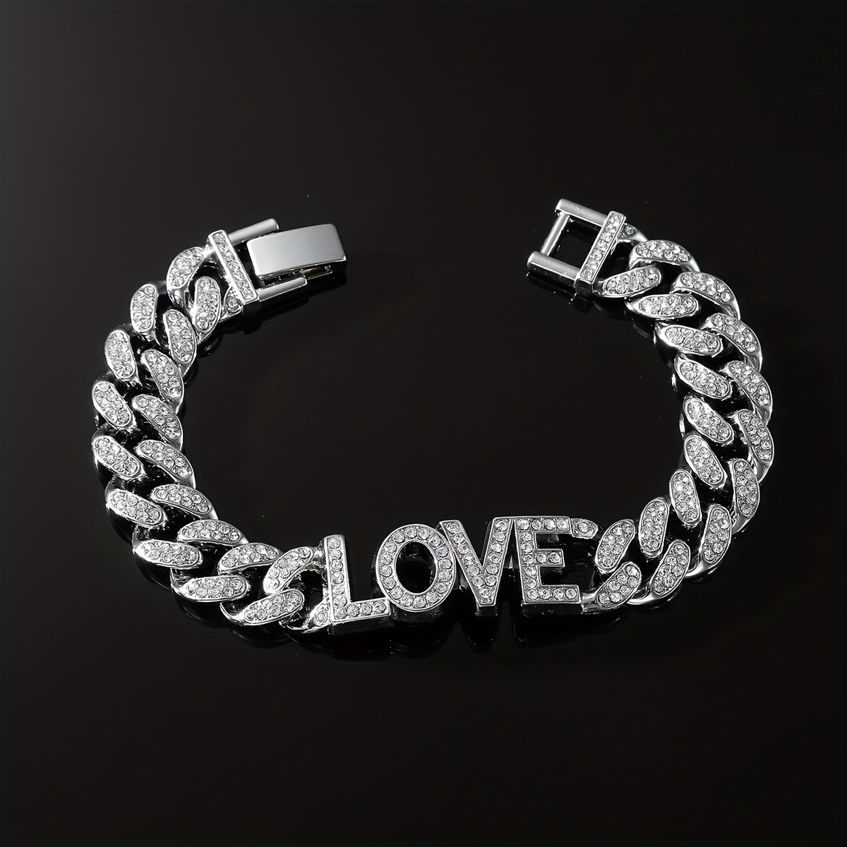Fashion Punk Cool Inlaid Rhinestone Couple Bracelet, Birthday ...
