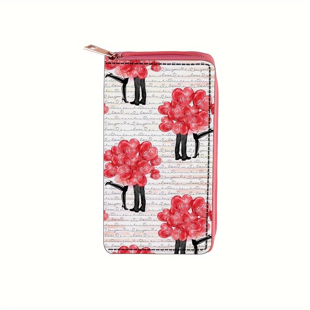 Valentine's Day Love Long Wallet Sweet Heart Pattern Clutch - Temu ...