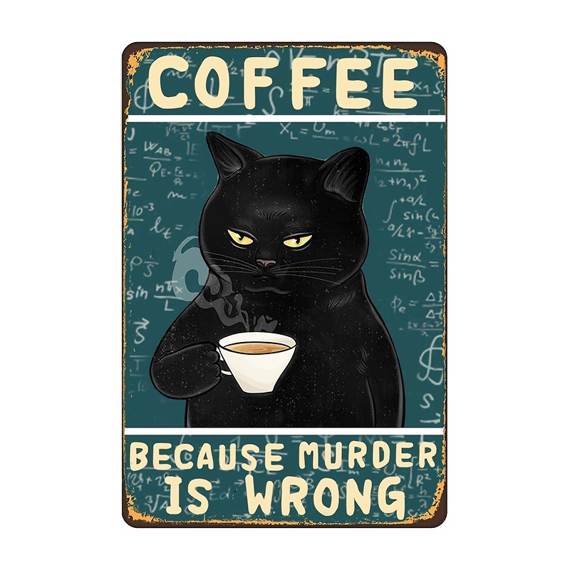 Retro Cat Coffee Metal Sign Vintage Kitchen Signs Wall Decor - Temu