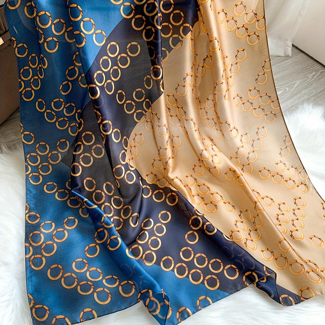 Vintage Print Silky Scarf Casual Thin Breathable Shawl - Temu United