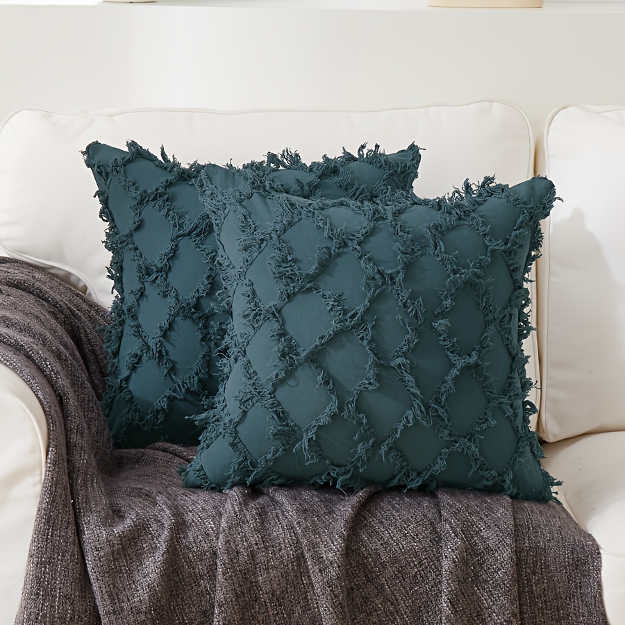 2pcs Grey Blue Throw Pillow Covers Sofa Coush Bedroom Family - Temu ...