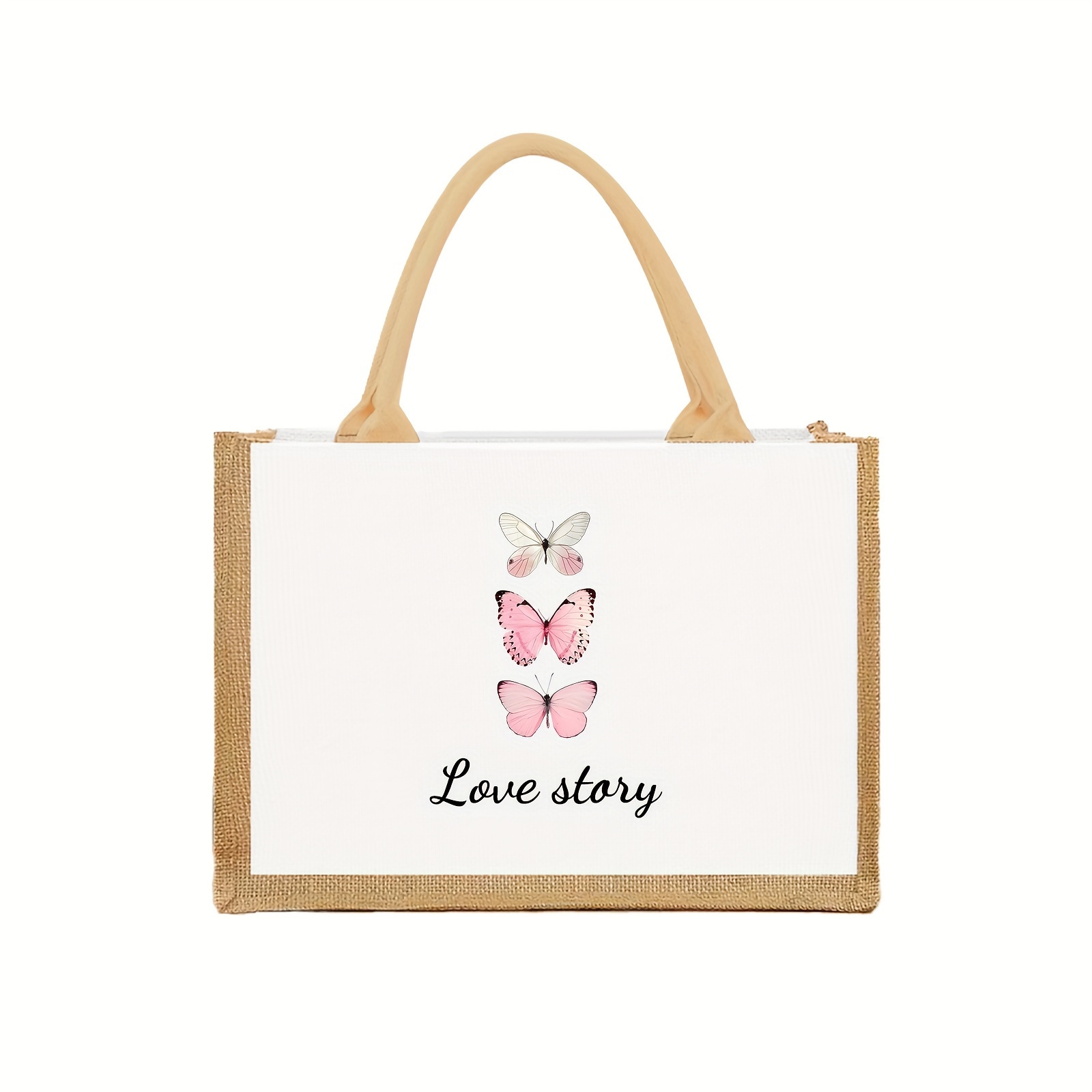 Trendy Butterfly Letters Pattern Tote Bag Diy Design Large - Temu ...
