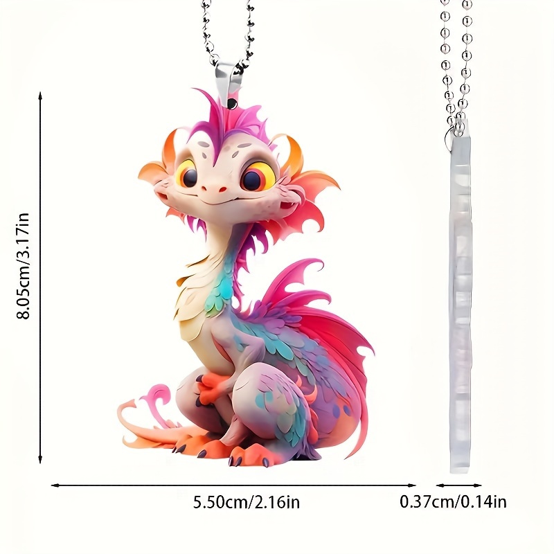 Colorful Dragon Pattern 2d Flat Acrylic Pendant Decoration - Temu Canada