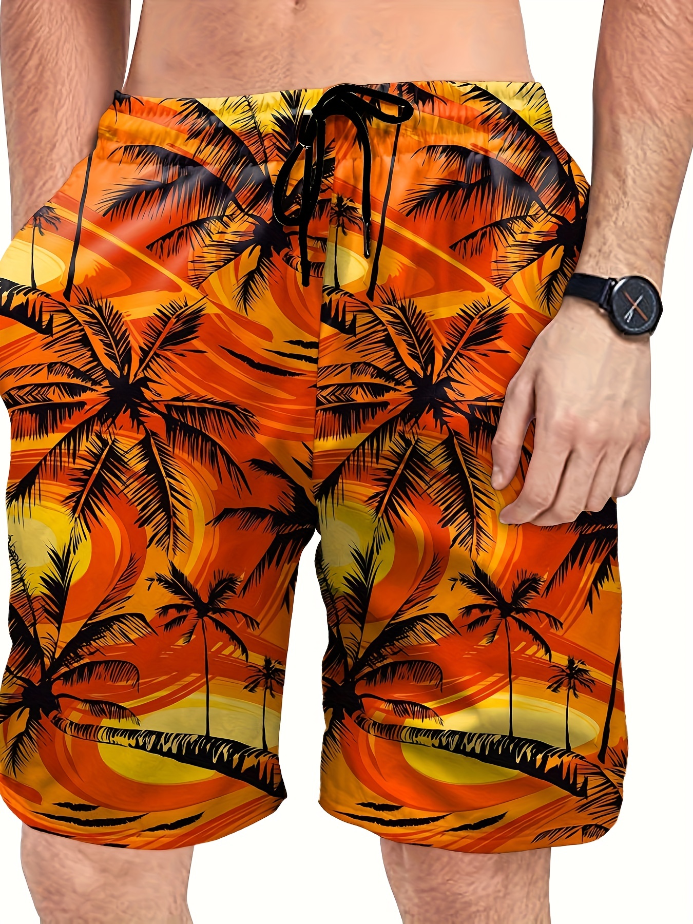 Casual Two Piece Set For Resort Mens Print Hawaii T Shirt Beach Shorts ...