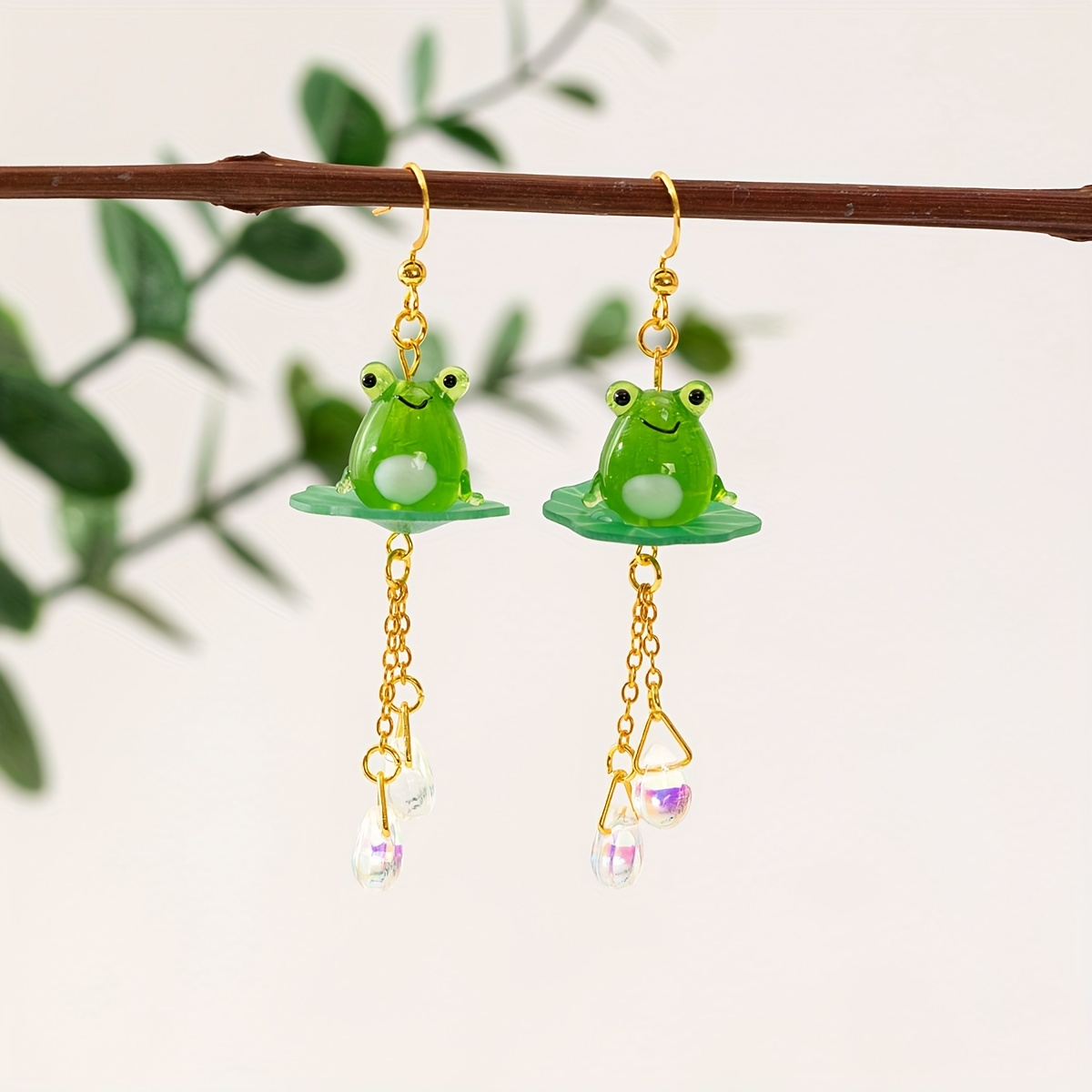 Girl's Glass Frog Floral Petals Lovely Drop Earrings - Temu United Kingdom