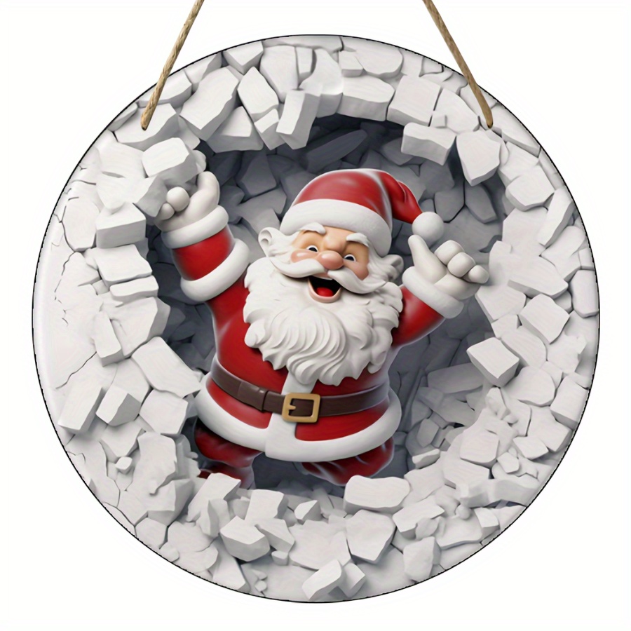 3d Look Cute Novelty Santa Claus Christmas Sign Decoration - Temu New ...