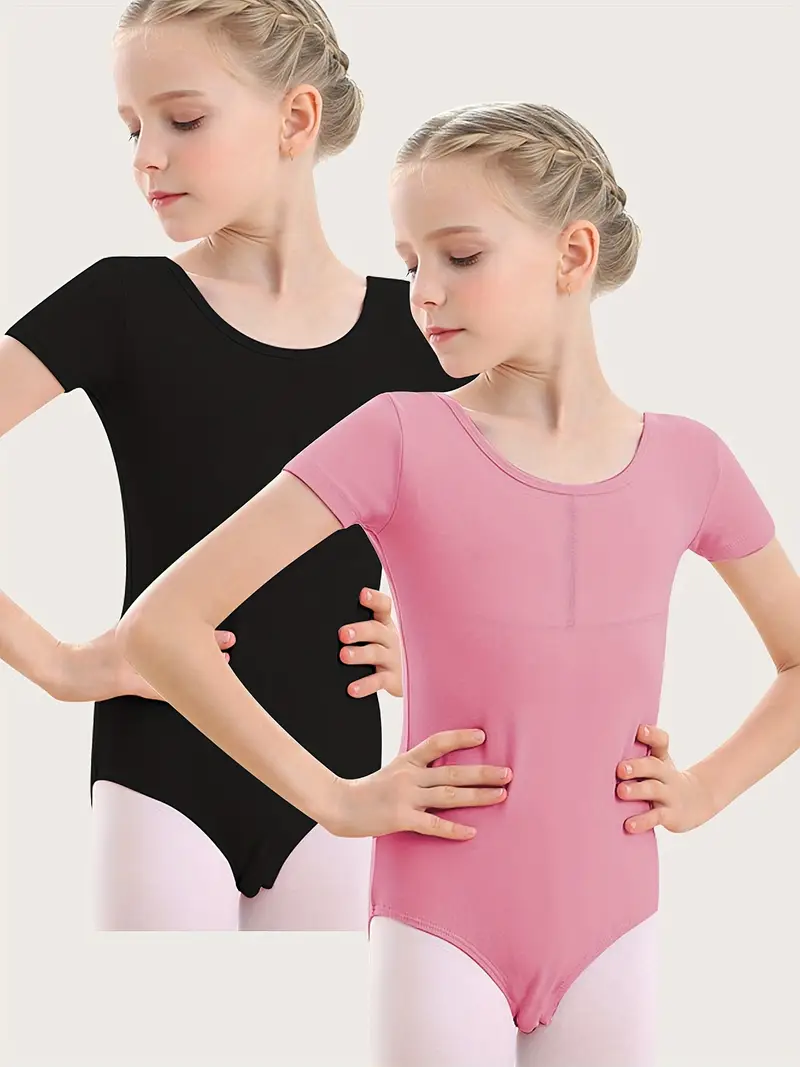 Short Sleeve Ballet Leotard Set Girls Comfy Elegant Solid Temu New