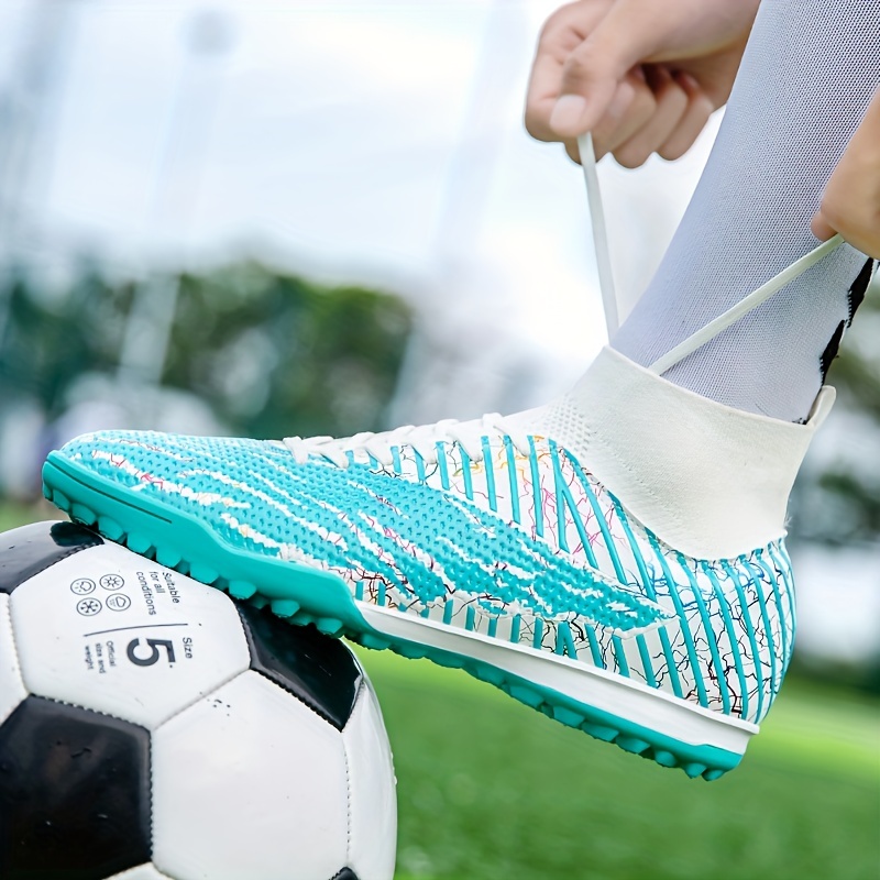 Plus Size Mens High Top Turf Football Boots Professional Outdoor Anti ...