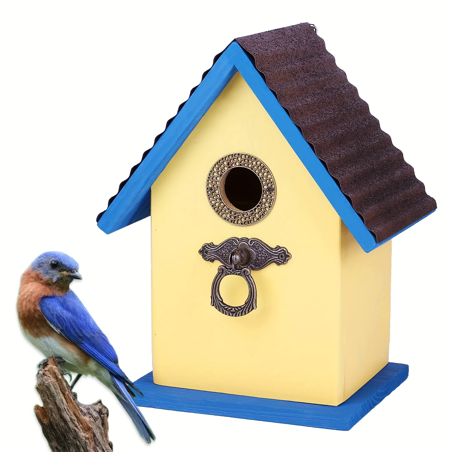 Premium Cedar Bird House Outside Gothic Style Rustic Metal - Temu Canada
