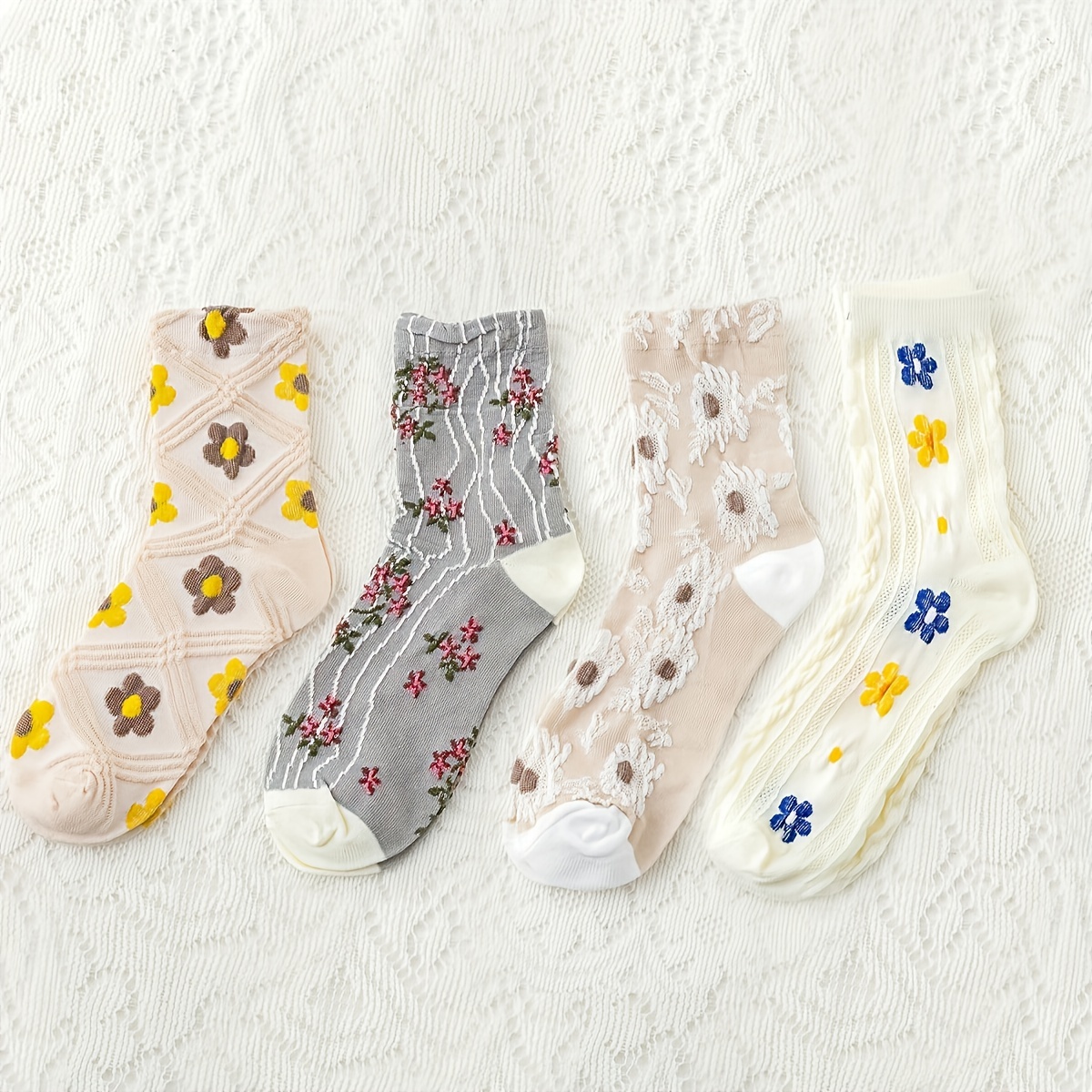 Floral Print Socks Comfy Cute Tube Socks Women's - Temu Canada
