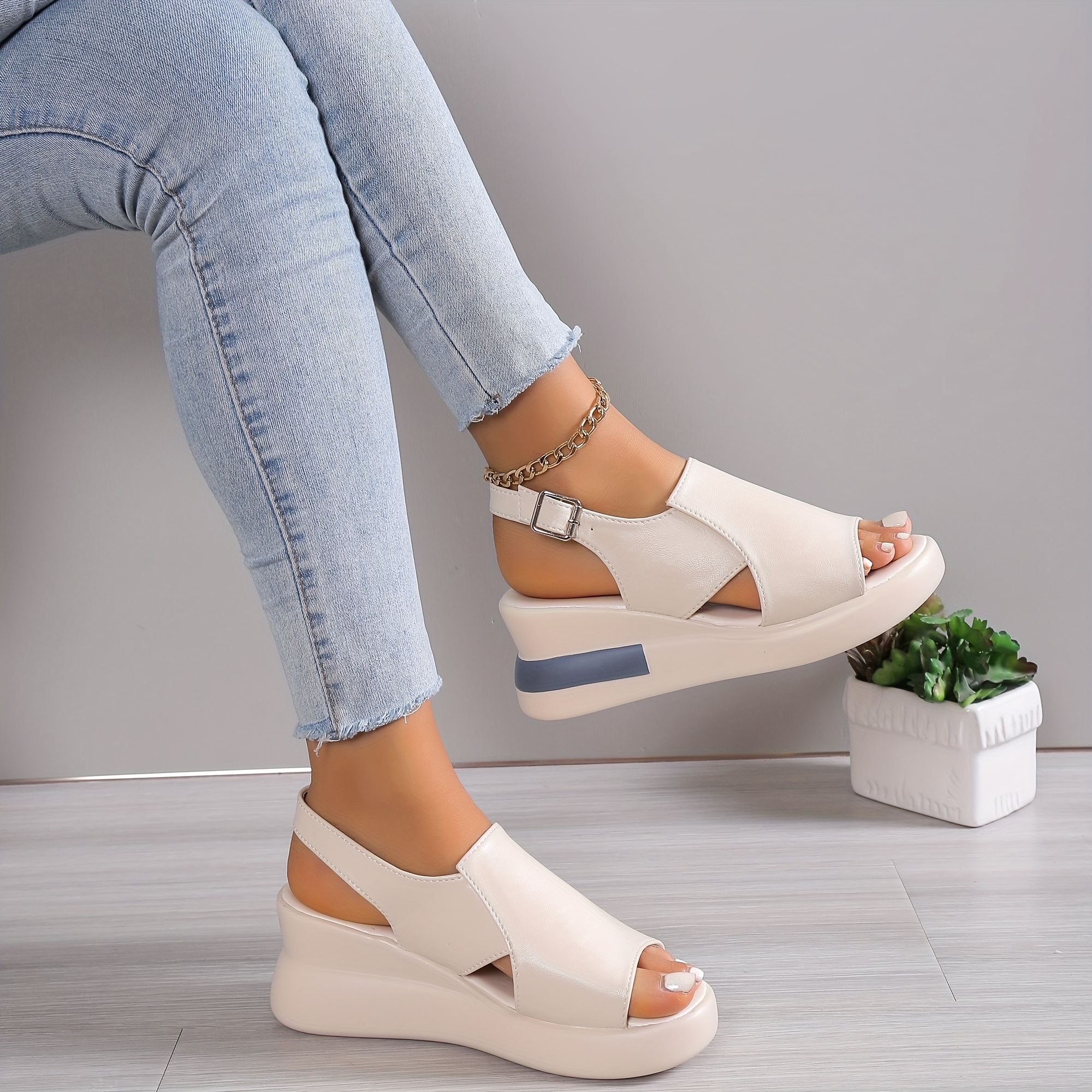 Sandalias Cuña Mujer Sandalias Plataforma Abiertas - Temu Spain