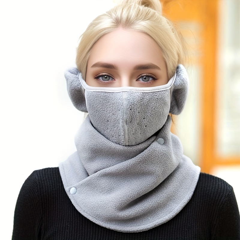 Basic Solid Color Snap Neck Gaiter Mask Thick Warm Polar - Temu United ...
