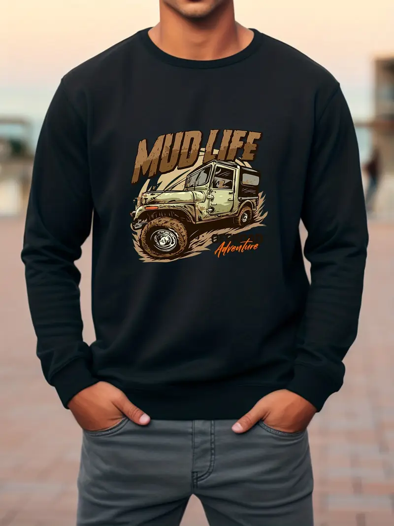 Retro Pattern Print Trendy Sweatshirt Mens Casual Graphic Temu Ireland