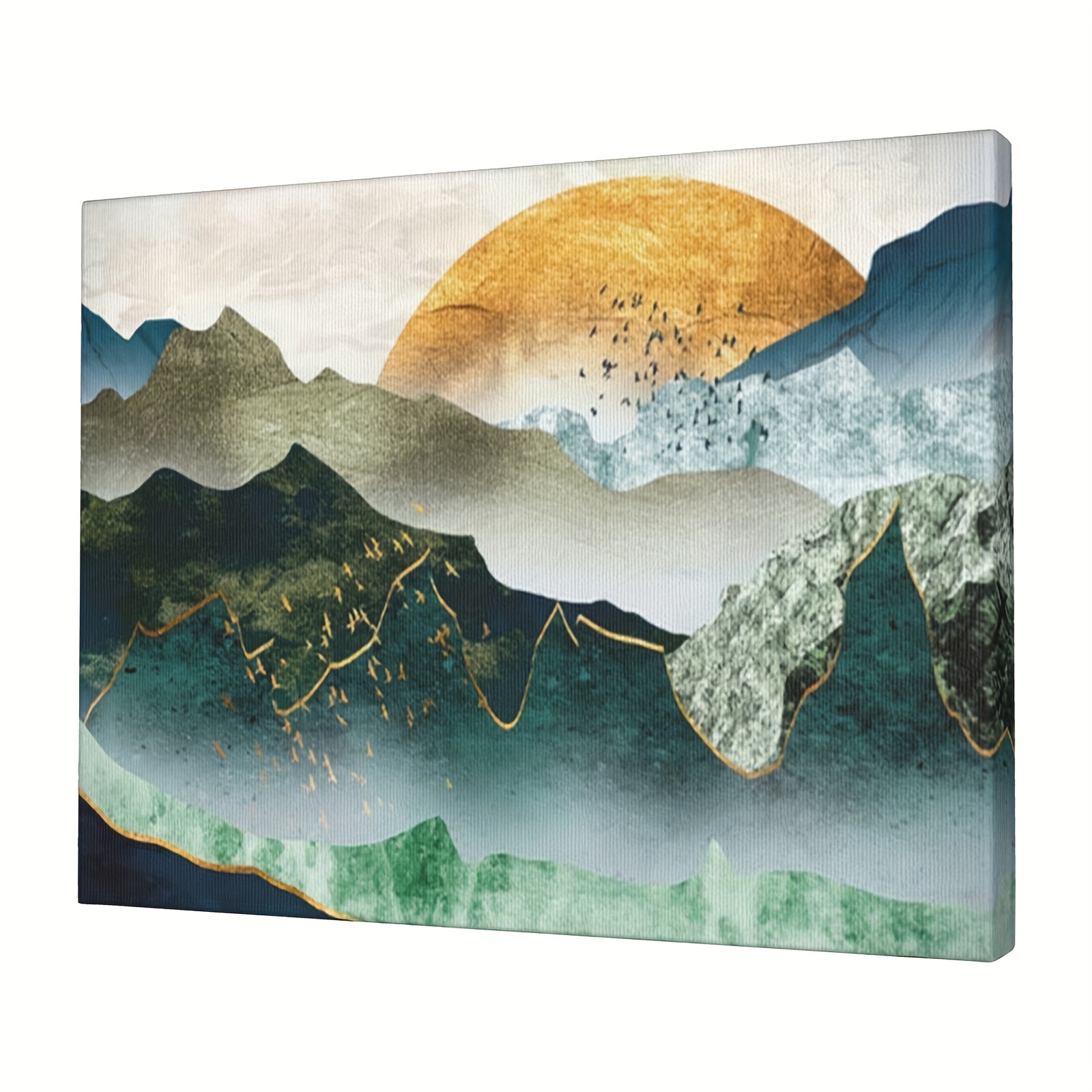 Framed Canvas Print Wall Art Blue Mountain Abstract - Temu Canada