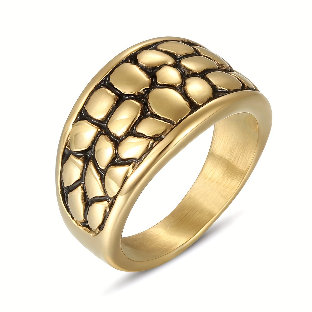 Men's Stainless Steel Ring Silvery Golden Jewelry Daily Wear - Temu ...