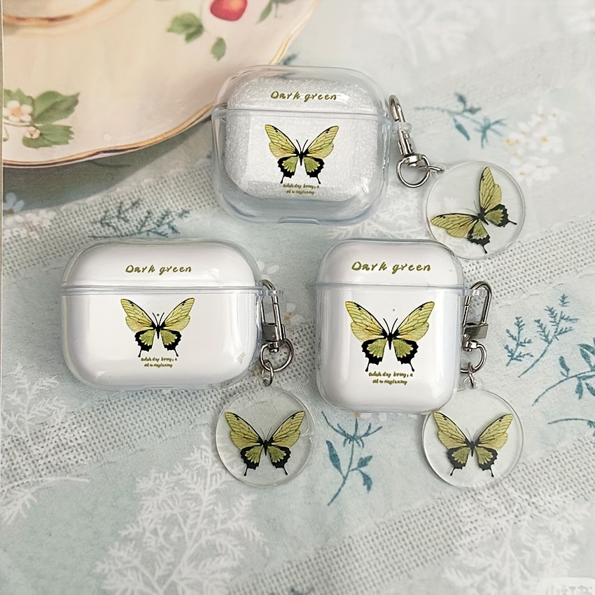 Butterfly Pattern Earphone Protective Case Green - Temu Canada