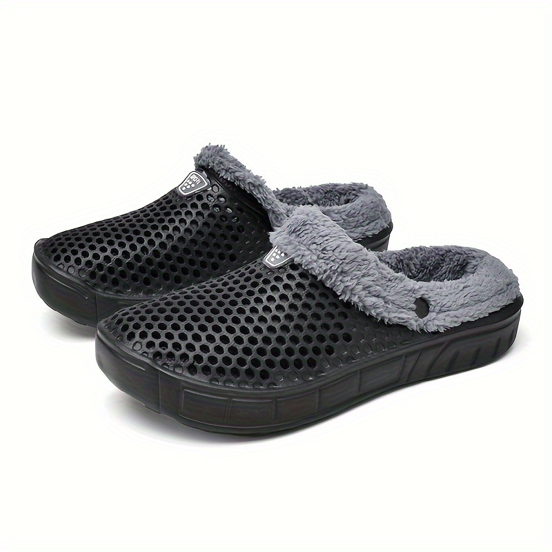 Mens Fashion Clogs Slip On Closed Toe Sandals Soft Sole Walking Shoes With Fuzzy Lining Outdoor ...