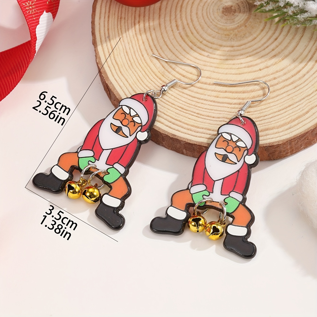1 Par Jul Stil Akryl Rød Julemand Med Bell Dangle Øreringe - Temu Denmark