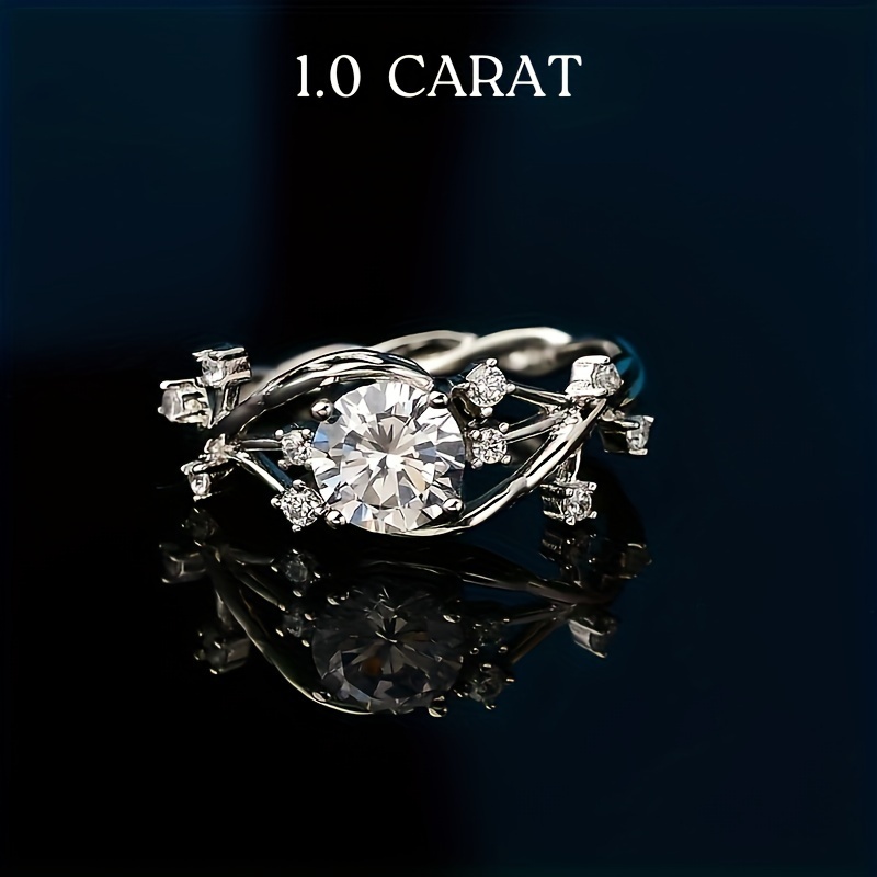 S925 Sterling Silver White Moissanite Star Ring Round Cut - Temu United ...