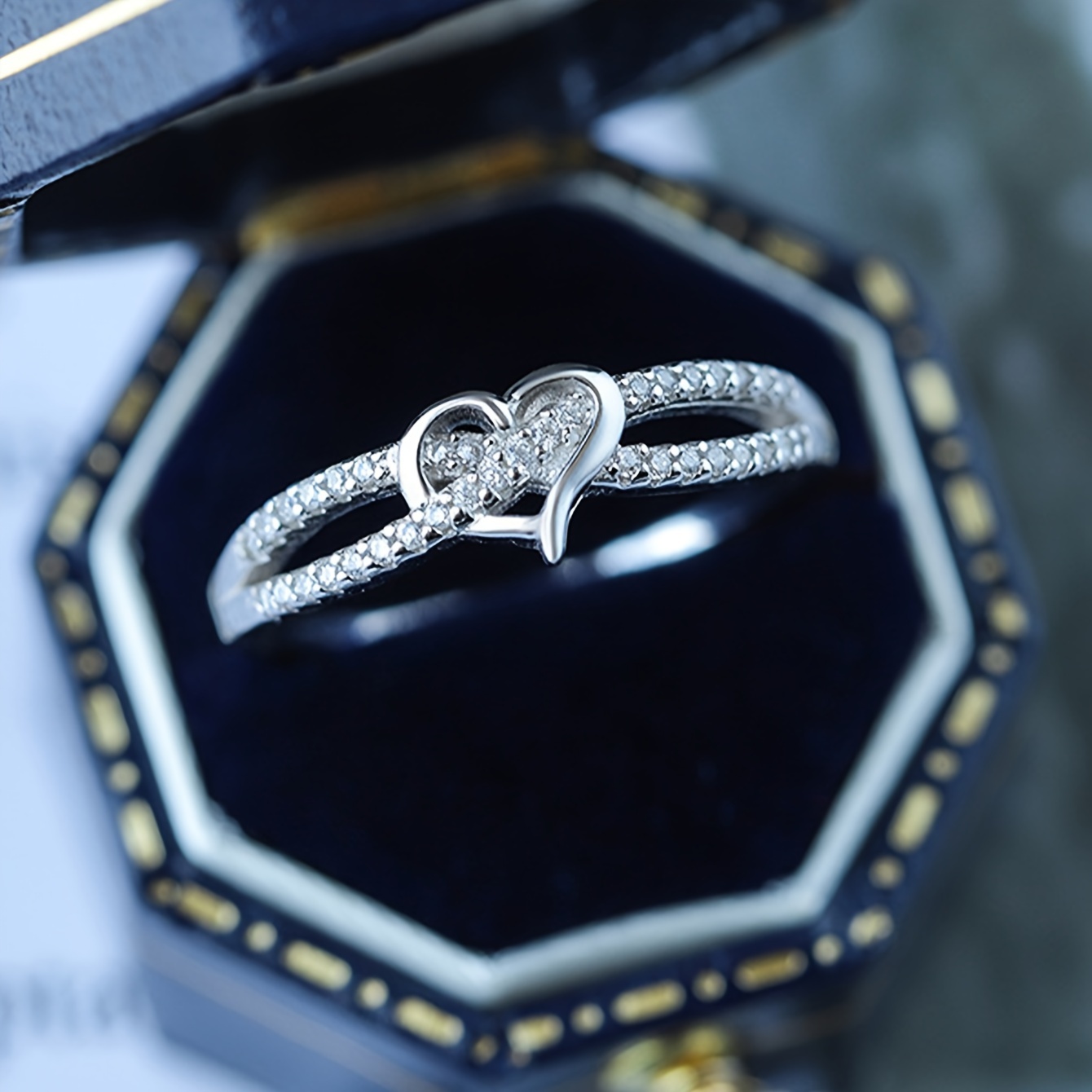 Love Heart Engagement Ring Inlaid White Zircon Elegant - Temu United ...