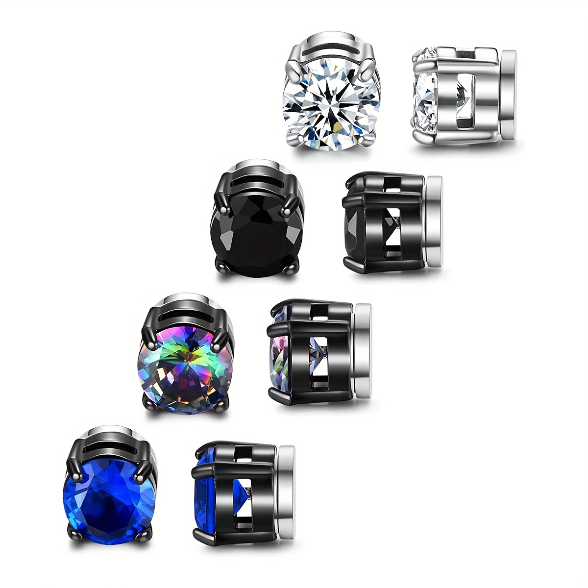 Retro Simple Stainless Steel Non Perforated Cubic Zirconia Ear Clips ...