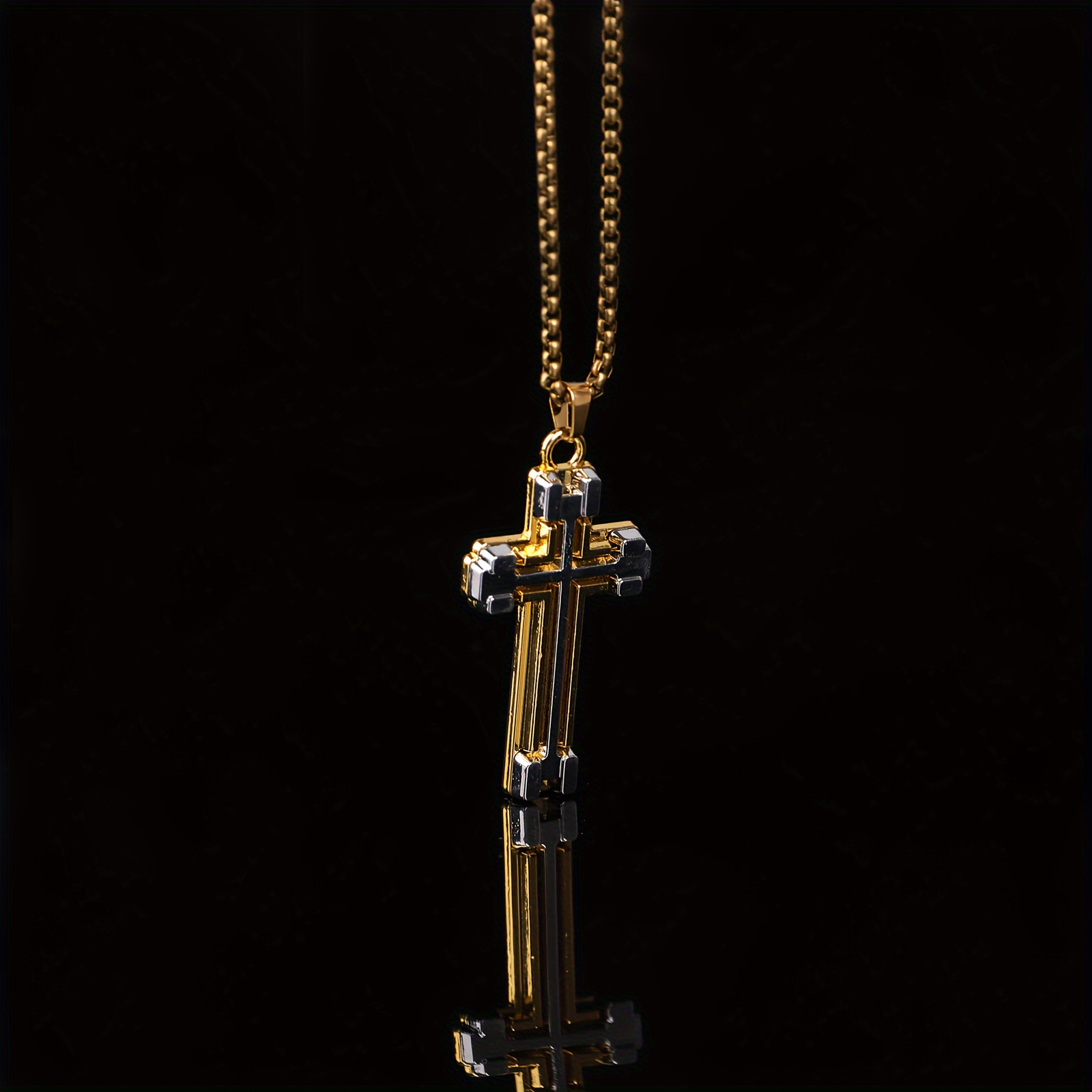 Double Layer Cross Pendant Necklace, Vintage And Retro Gift For Men ...