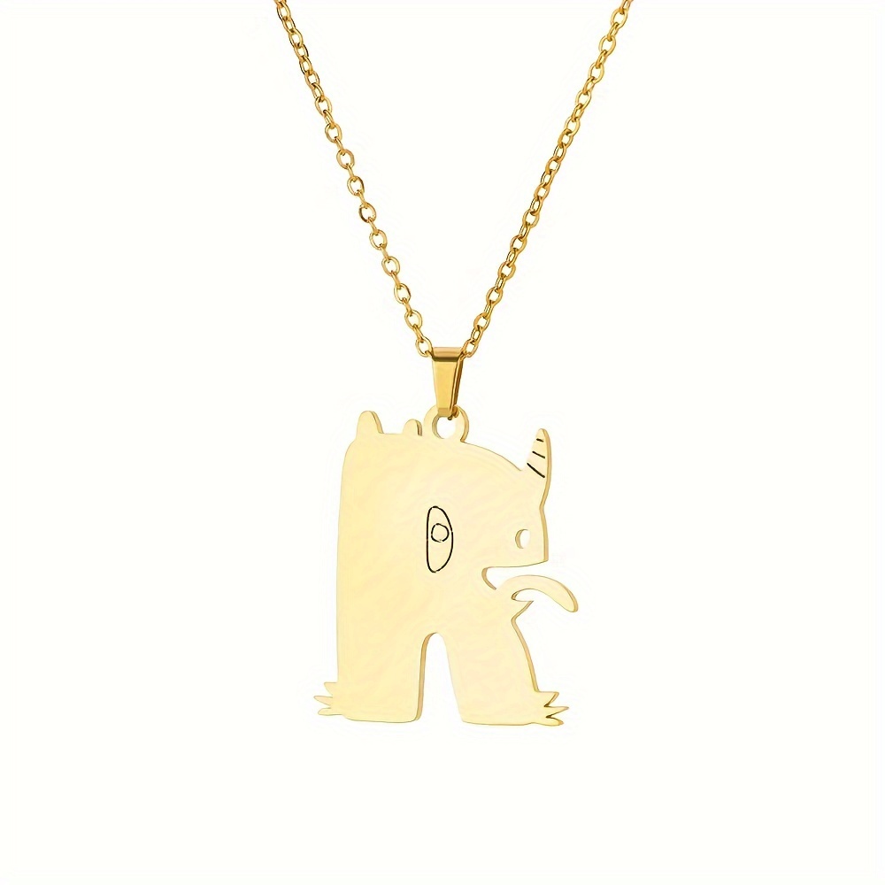 Initial Letter Monster Stainless Steel Necklace Women's - Temu United ...