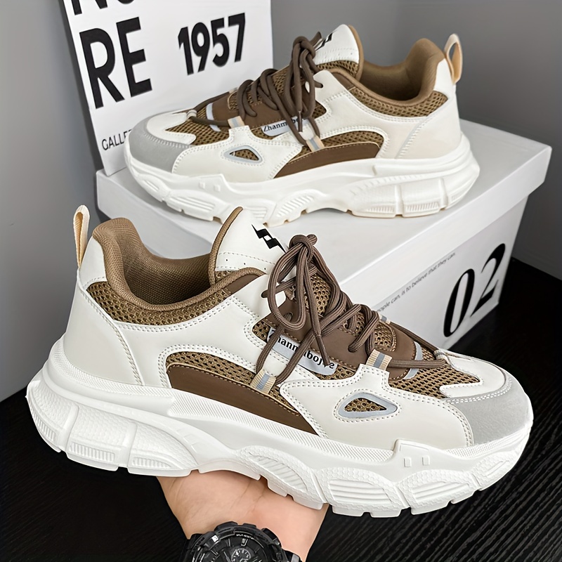 Mens Lace Chunky Sneakers Dad Shoes Athletic Shoes Shock Absorbing ...