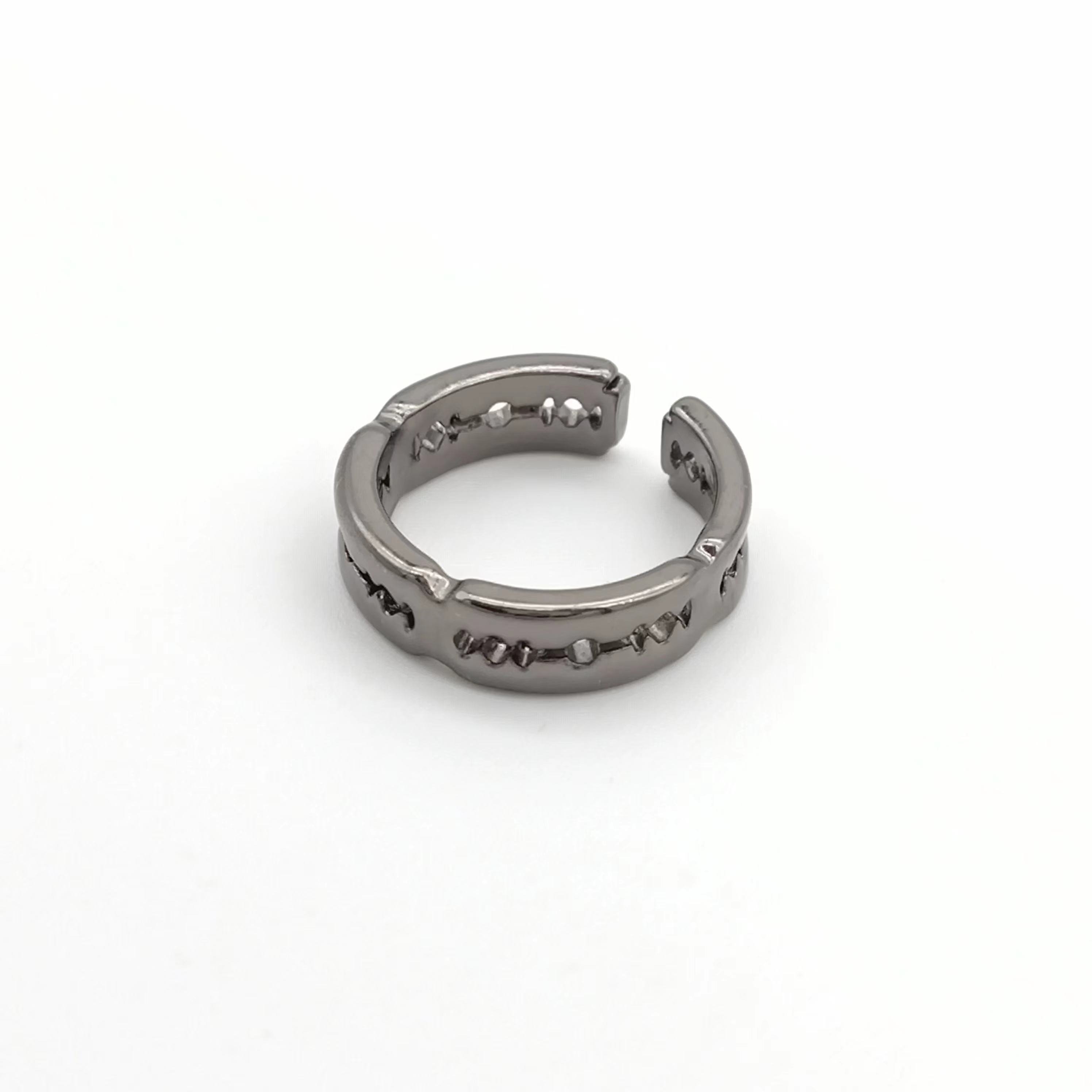 Men's Black Adjustable Ring Simple Business Ring Double - Temu United ...