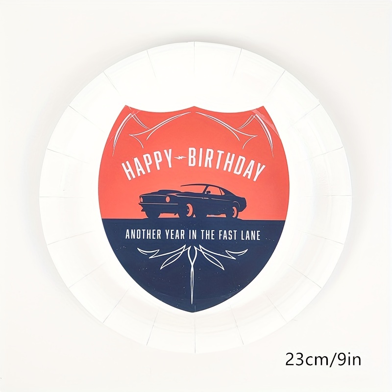 Disposable White Car Pattern Paper Plates Cups Paper Towels - Temu New ...