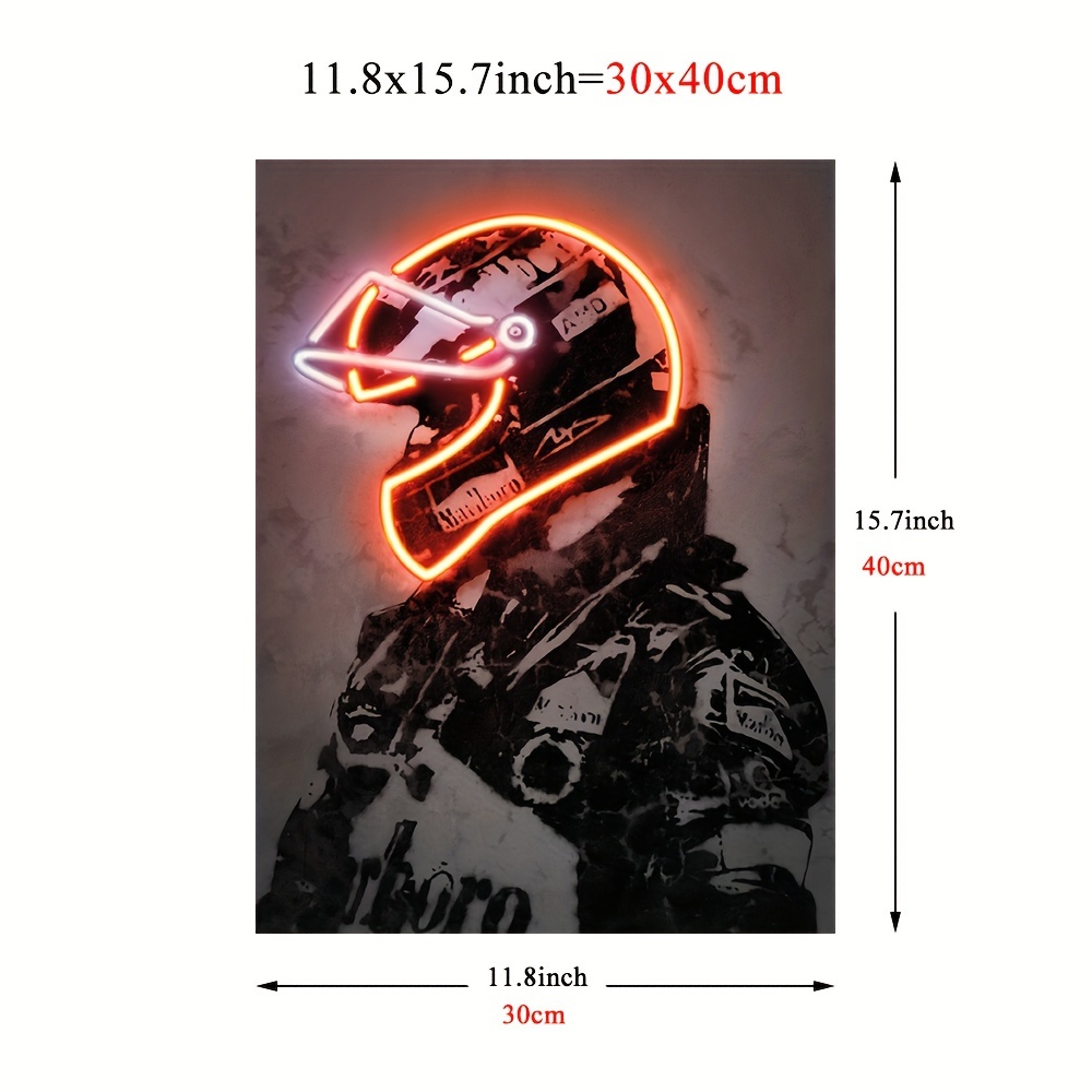 Frameless Neon Helmet Poster Print Legend Racer Wall Art F1 - Temu ...