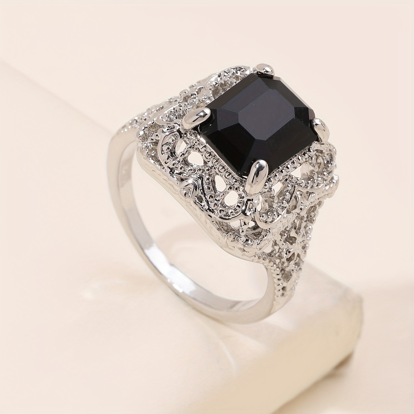 Silvery Black Zircon Ring Cute Party Jewelry Christmas - Temu United ...