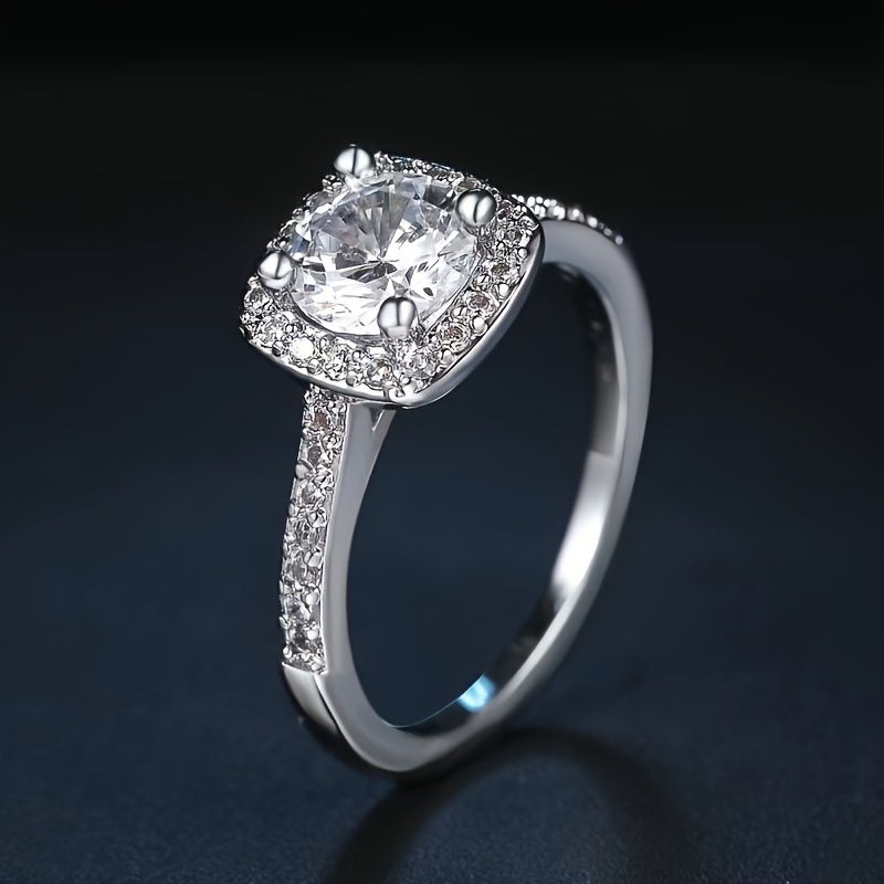 Classy Halo Promise Ring Inlaid Shining Zirconia Engagement - Temu ...