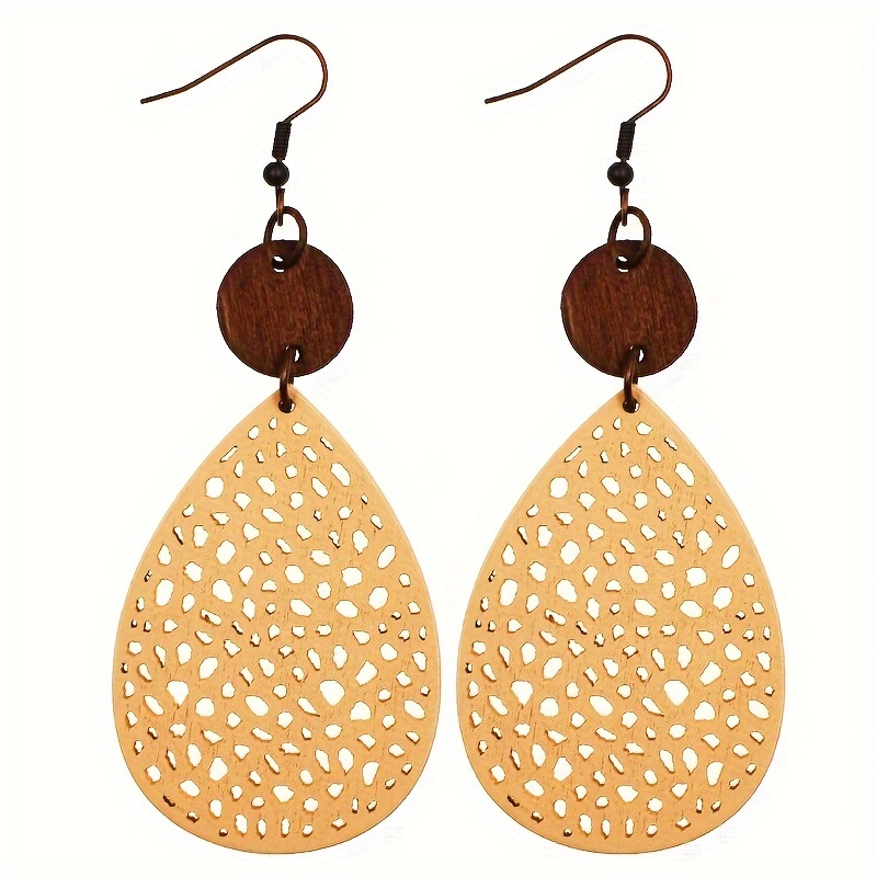 Droplet Round Shape Hollow Mesh Pattern Dangle Earrings - Temu United ...