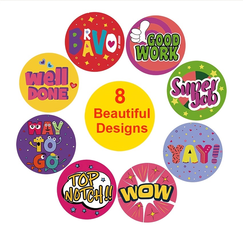 8 Kinds Design Reward Stickers Roll Teacher Adults Parents - Temu ...