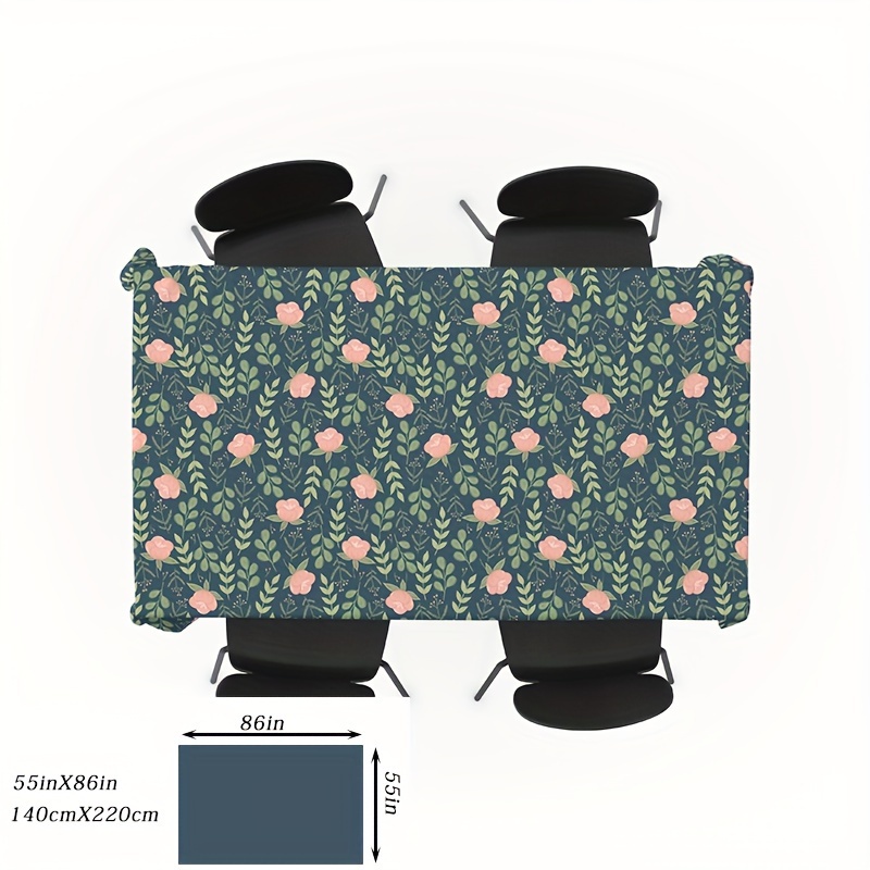 Polyester Tablecloth Blue Floral Polyester Table Cover - Temu Australia