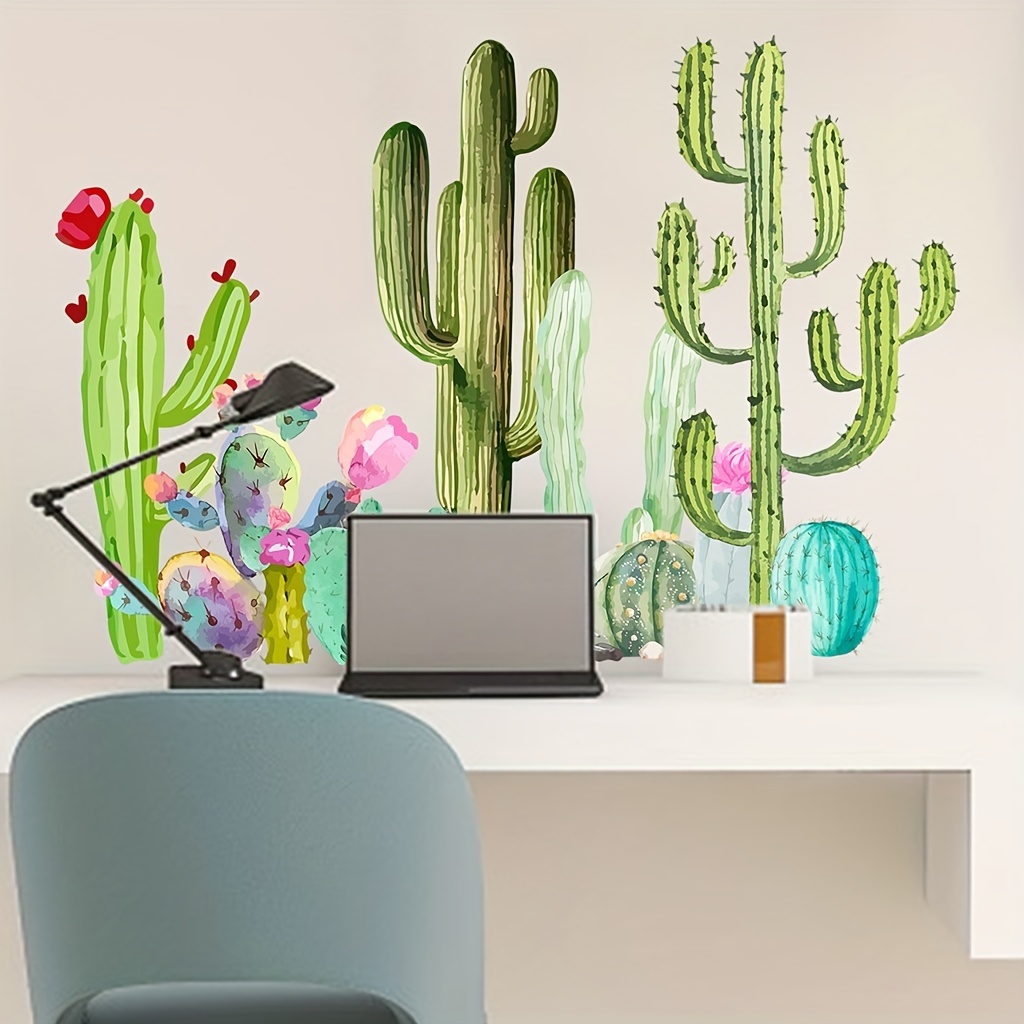 Tropical Cactus Frosted Sticker Kids' Room Decoration Fun - Temu United