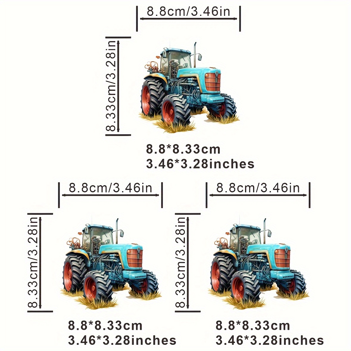 1/2/3 Stuks Heat Transfer Stickers Met Blauwe Boerentractor - Temu Belgium