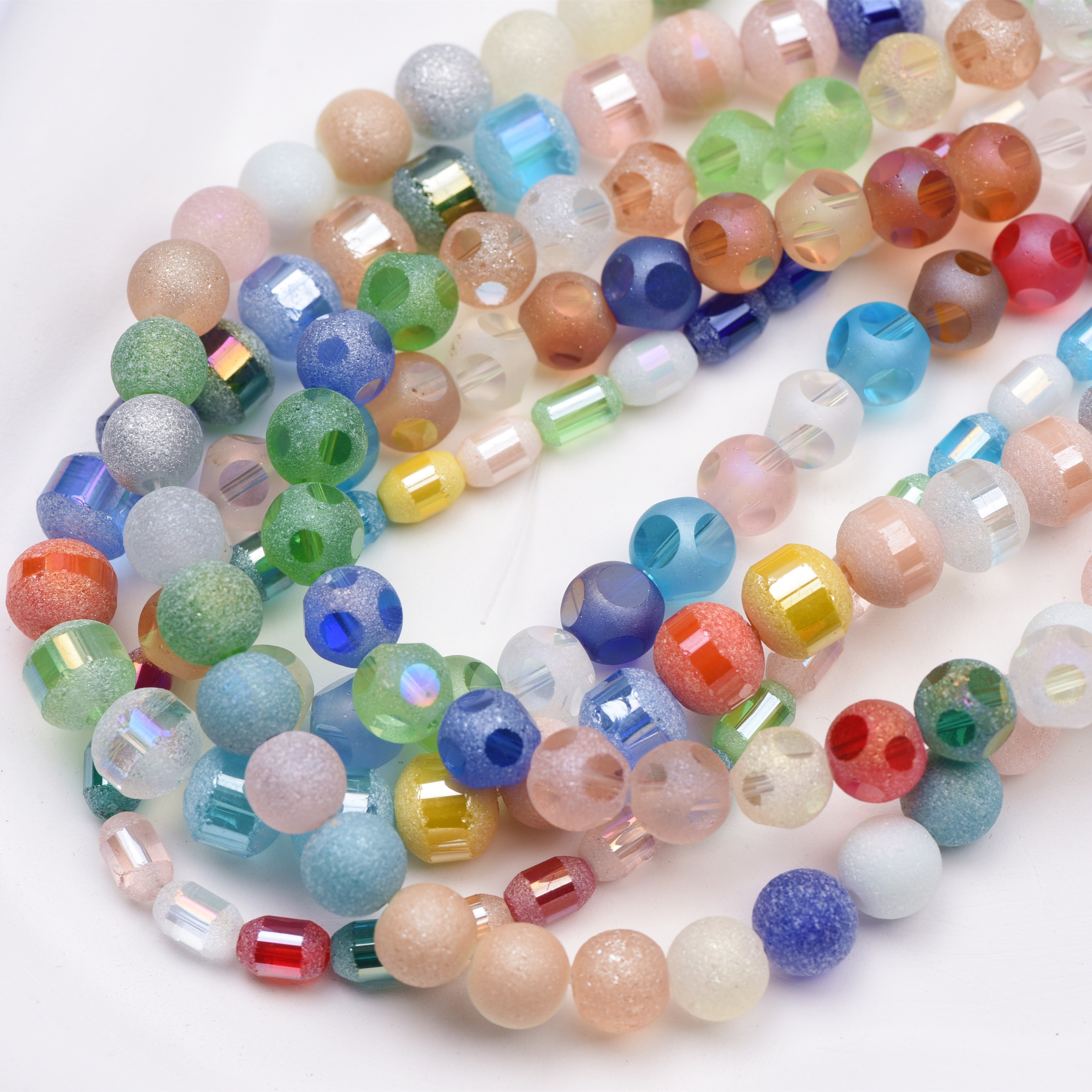 Matte Strand Rainbow Glass Bead Round - Temu Ireland