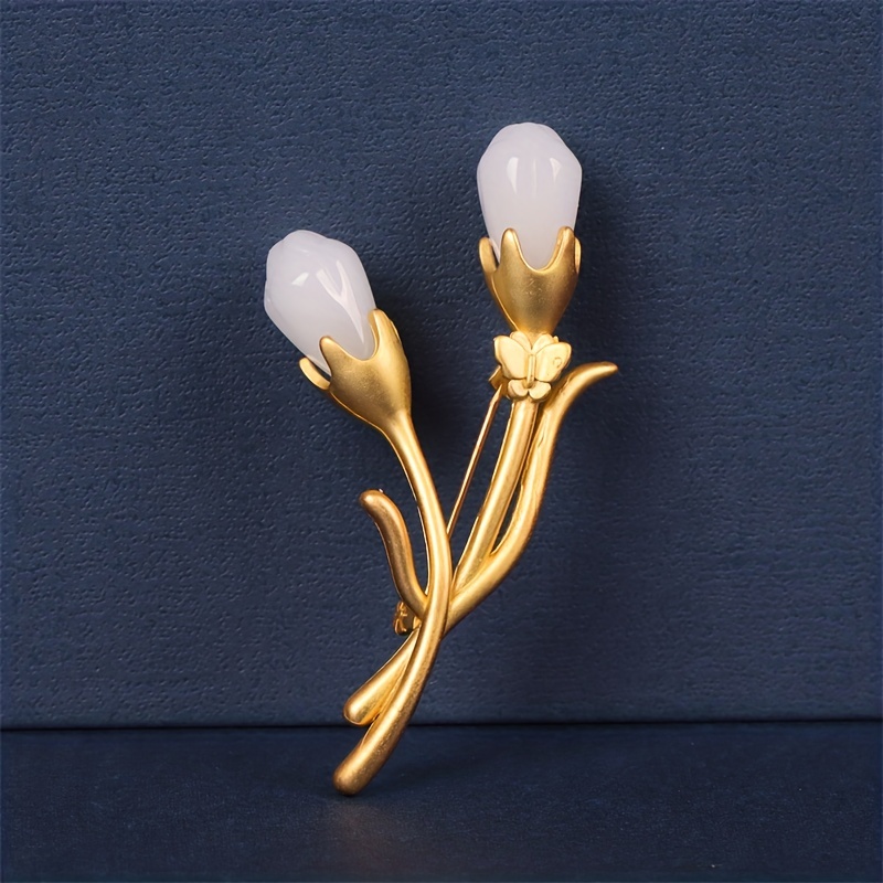 Vintage Simple Alloy Magnolia Brooches Women Vintage Metal - Temu Australia