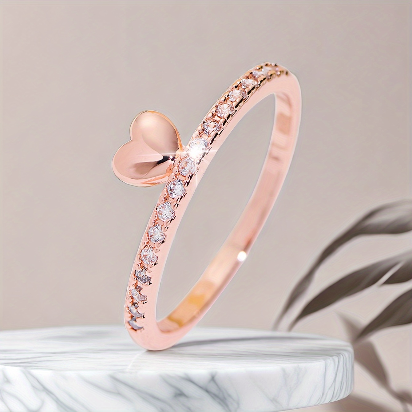 Exquisite Love Heart Band Ring Inlaid Shiny Zircon Elegant - Temu Canada
