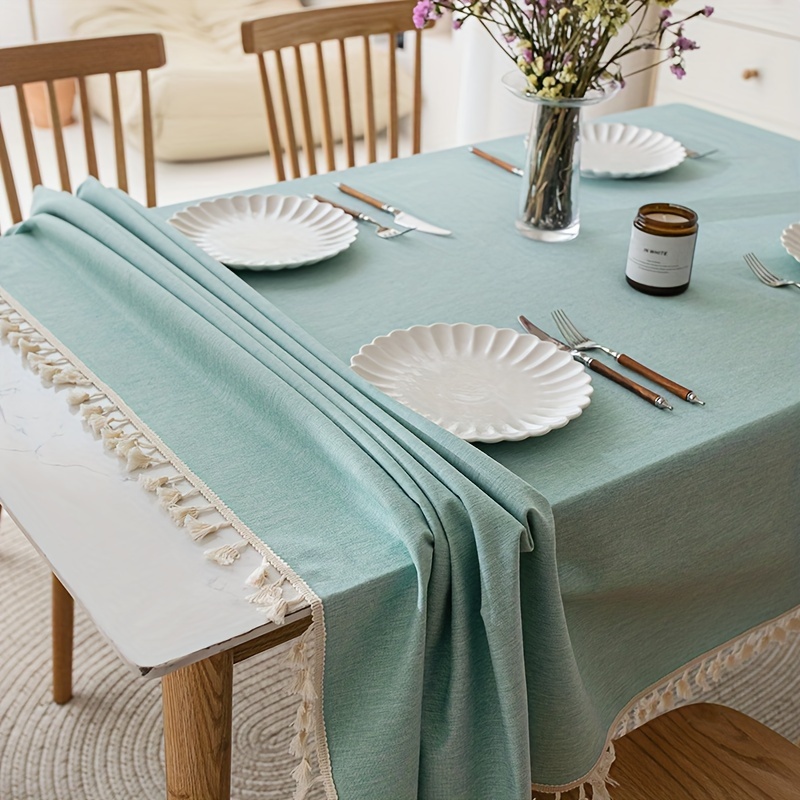 Polyester Tablecloth Rectangular Simple Style Solid Color - Temu New ...