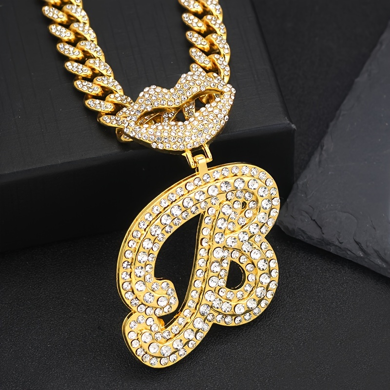 Shiny Butterfly Letter Pendant Necklace Chilled Cuban Chain - Temu ...