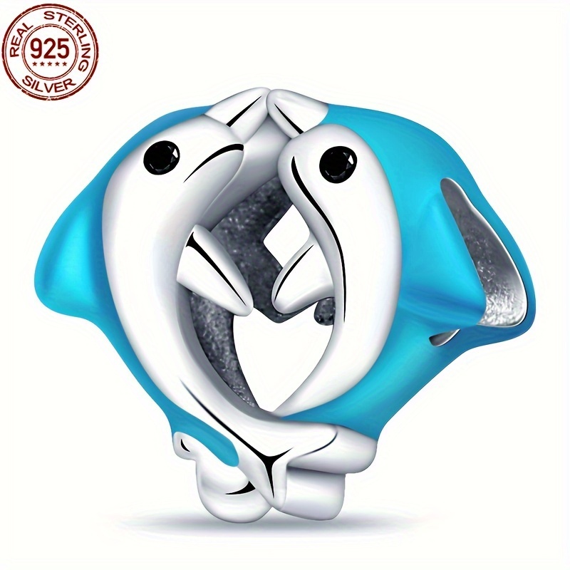 925 Sterling Silver Blue Dolphin Charm Pendant Suitable - Temu United ...