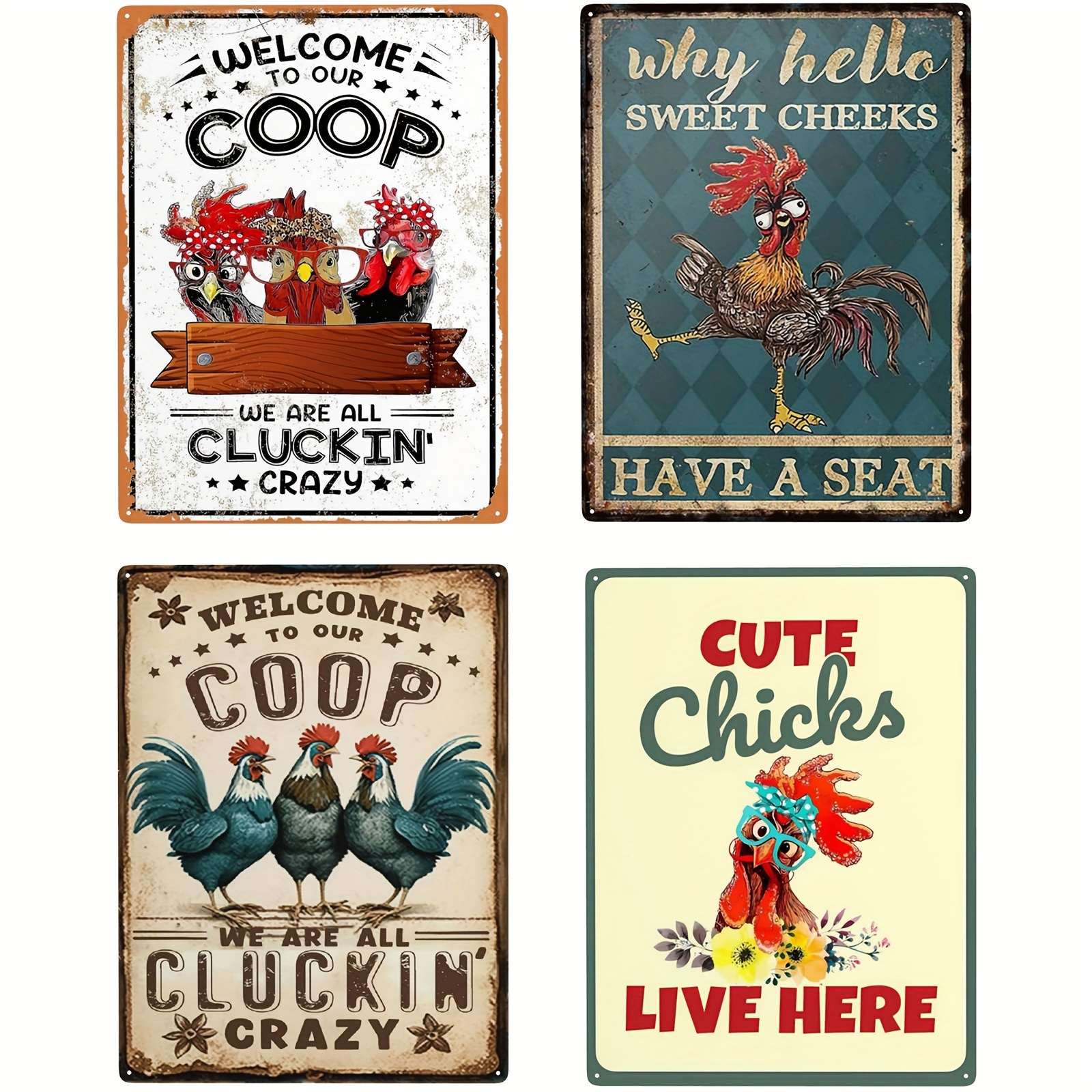 Metal Aluminum Sign Chicken Chef Logo Welcome - Temu Australia