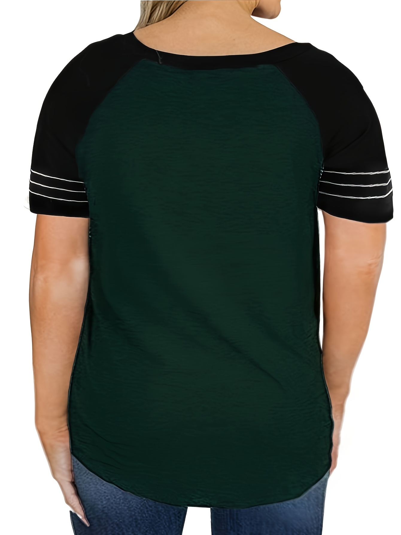 plus size colorblock strip print short sleeve t shirt - {region_name}