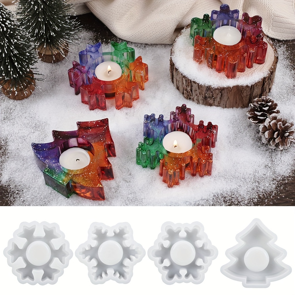 Candlestick Silicone Mould Diy Snowflake Candle Holder Resin - Temu Canada