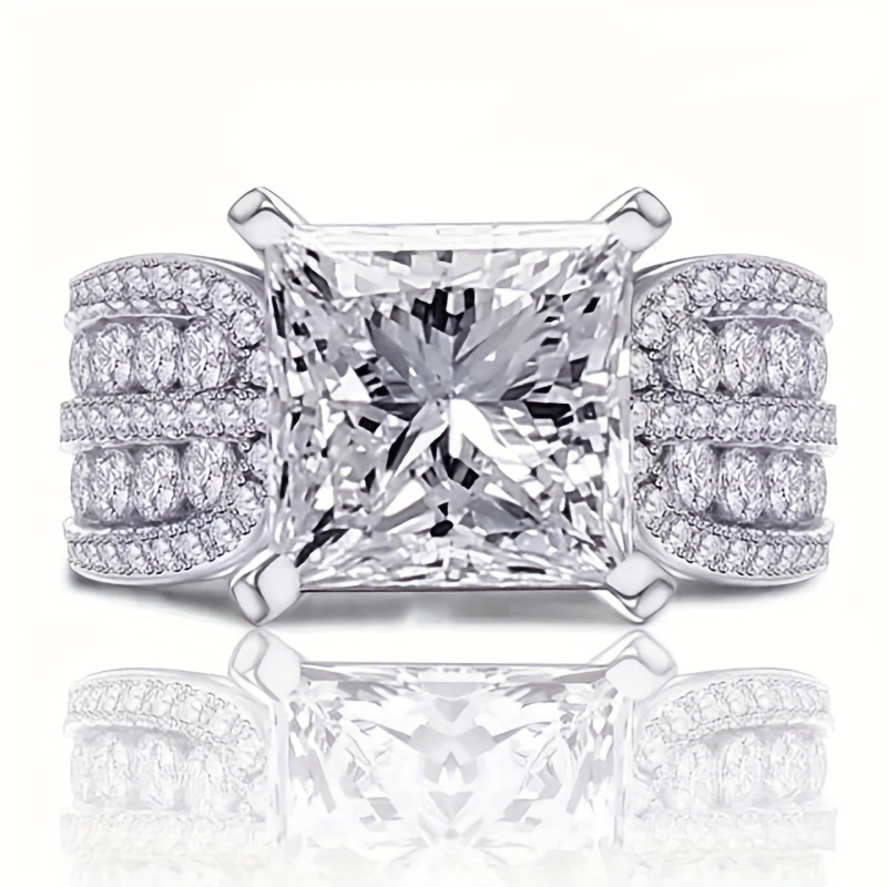 Elegant Promise Ring Silver Plated Paved Shining Zirconia In - Temu Ireland