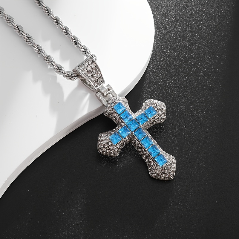 Trendy Colorful Cross Pendant Necklace, Fashion Pendant Necklace For ...